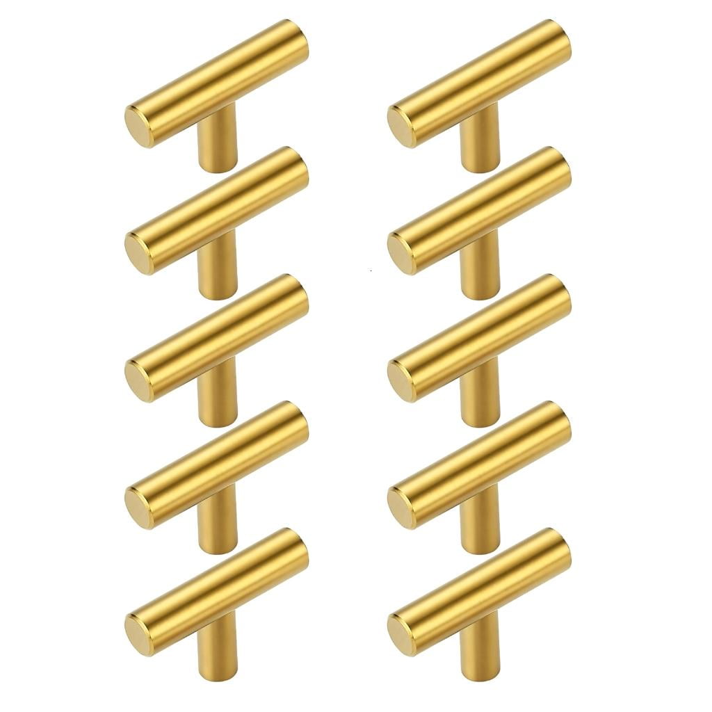 Yammee 10Pieces Elegant Gold T Bar Styles Drawer Handles for Home ...