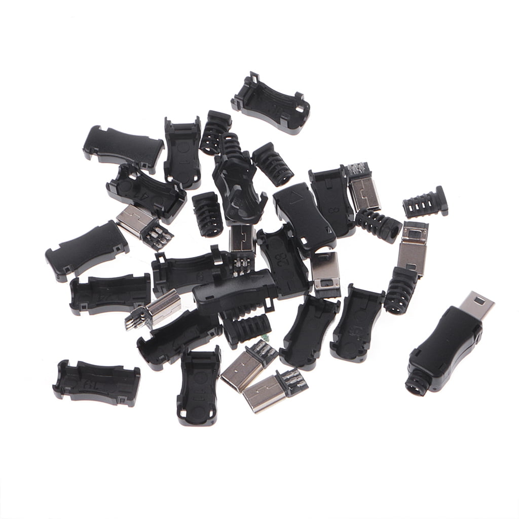 Yammee 10Sets DIY Mini USB 2.0 5PIN Plug Socket With Plastic Cover With ...