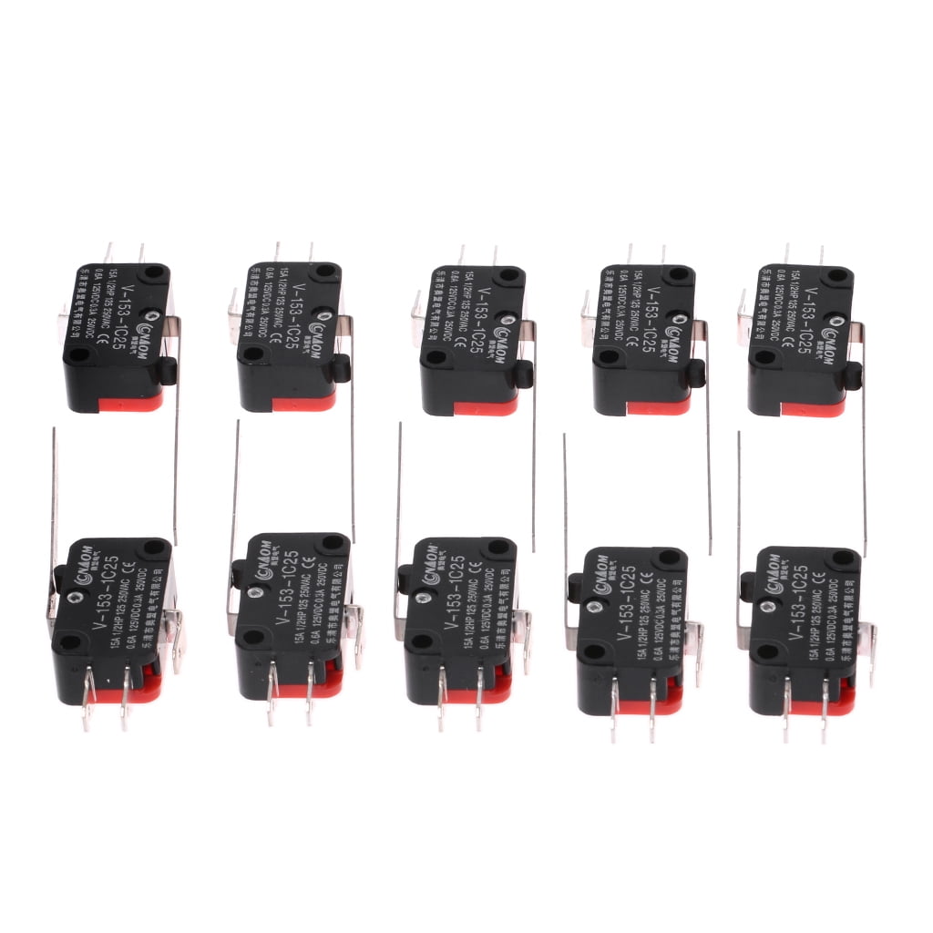 Yammee 10pcs V-153-1C25 Limit Switches Long Straight Hinge Lever Type ...