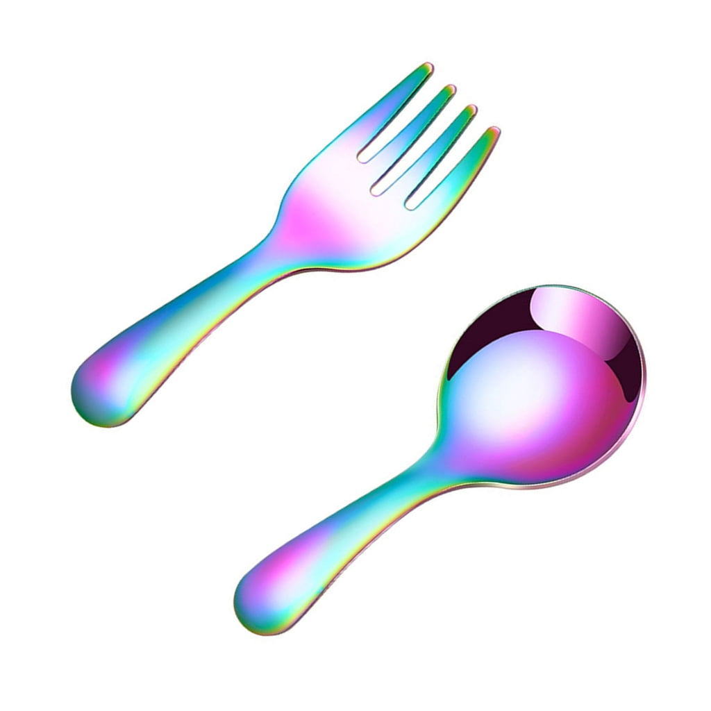 Yammee 2 Pieces Alternative Color Fork and Spoon Compact Cutlery Set ...