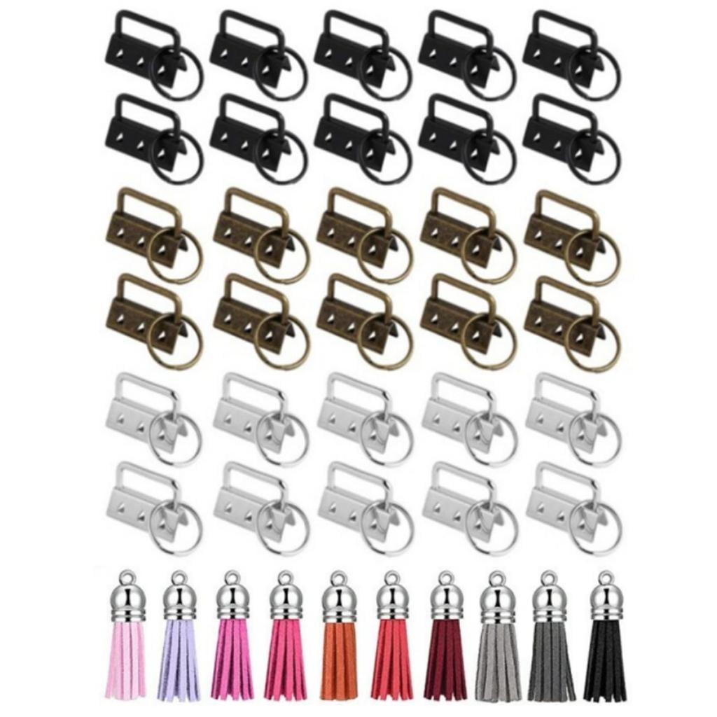 Yammee 32mm Keychain Tassels Key Fob Hardware with Key Rings Set DIY ...