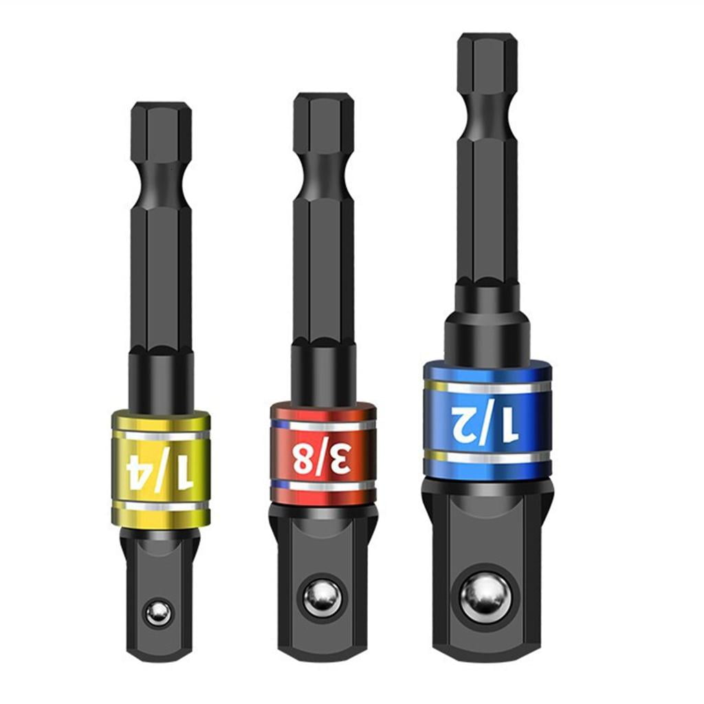 Yammee 3Pcs Drill Socket Adapters for Impacting Driver with Hexagonals ...
