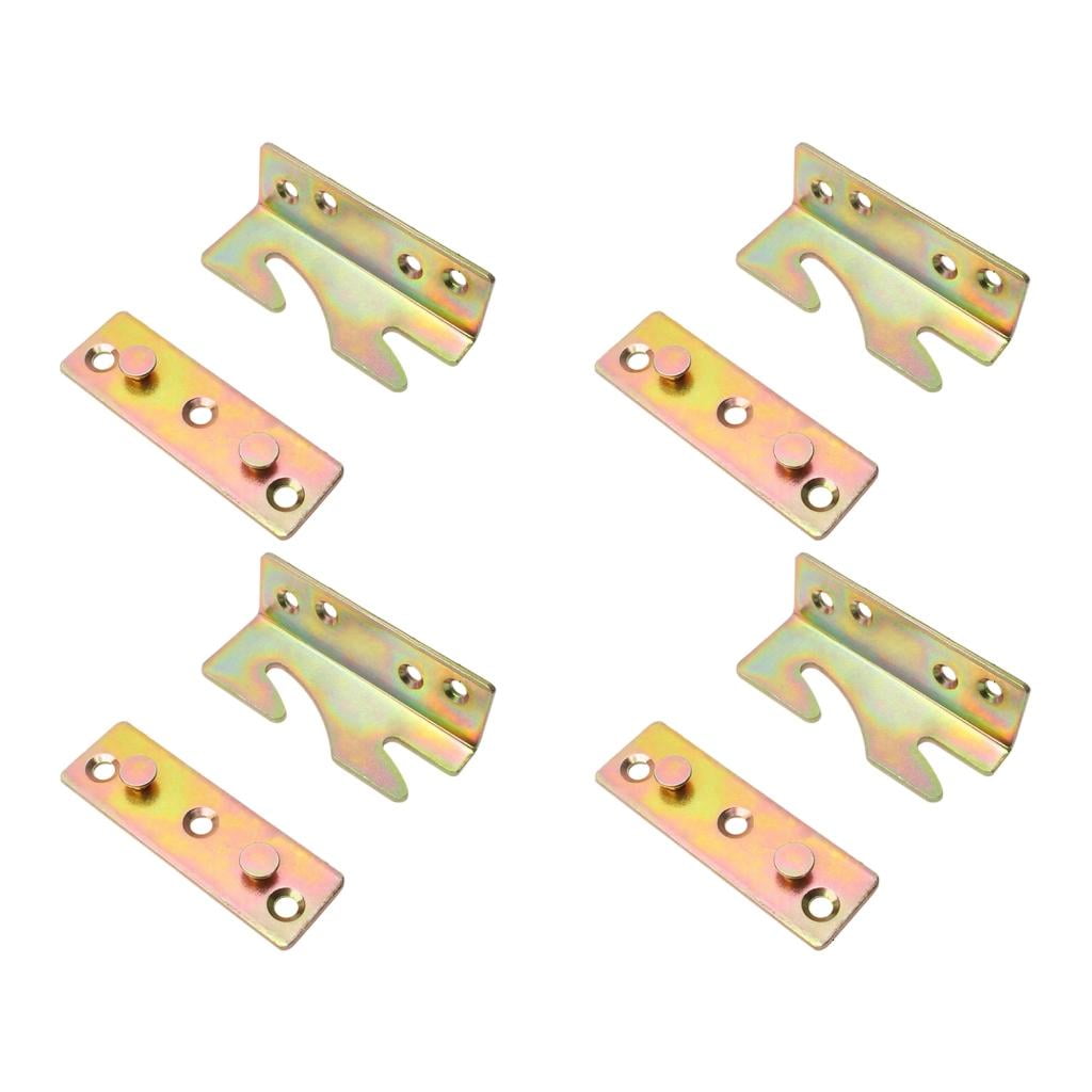 Yammee 4Set Zinc Coated Bed Brackets Quick Assembly Bed Rail Fitting ...
