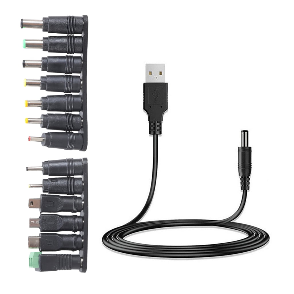 Yammee 5V USB to DC5521 Charging Cable with 13 Interchangeable Tips for Easy Connection ...