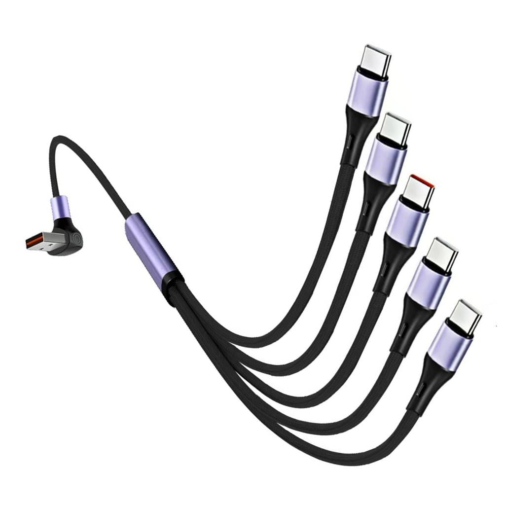 Yammee 60cm/150cm Multi Charging Data Cable USB A Male to 5 Port Type-C ...