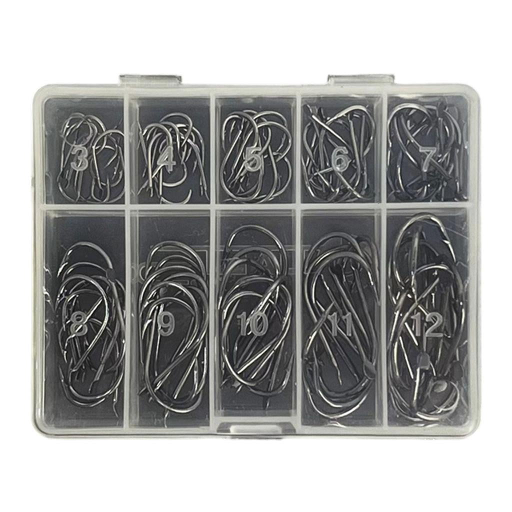 Yammee 70/100pcs Saltwater Freshwater Barbed Fishing Hook Carbon Steel ...