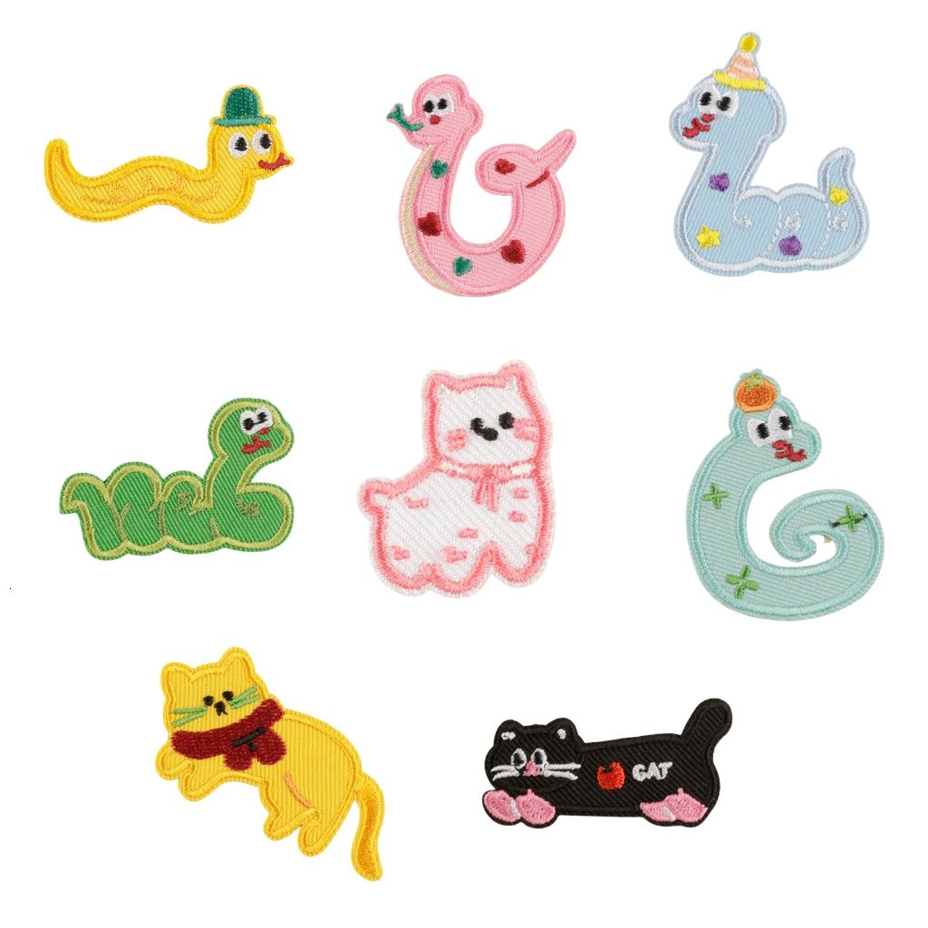 Yammee 8 Pcs Snakes Embroidered Patches Cartoon Cats Sewing Patches ...
