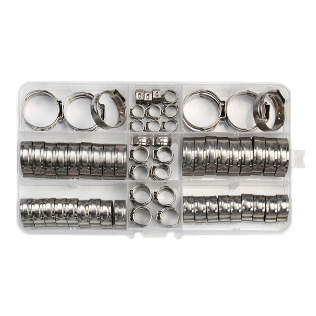 Yammee 80Pcs Crimp Hose Clamps Stainless Steel Single Ear Hose Clamp ...