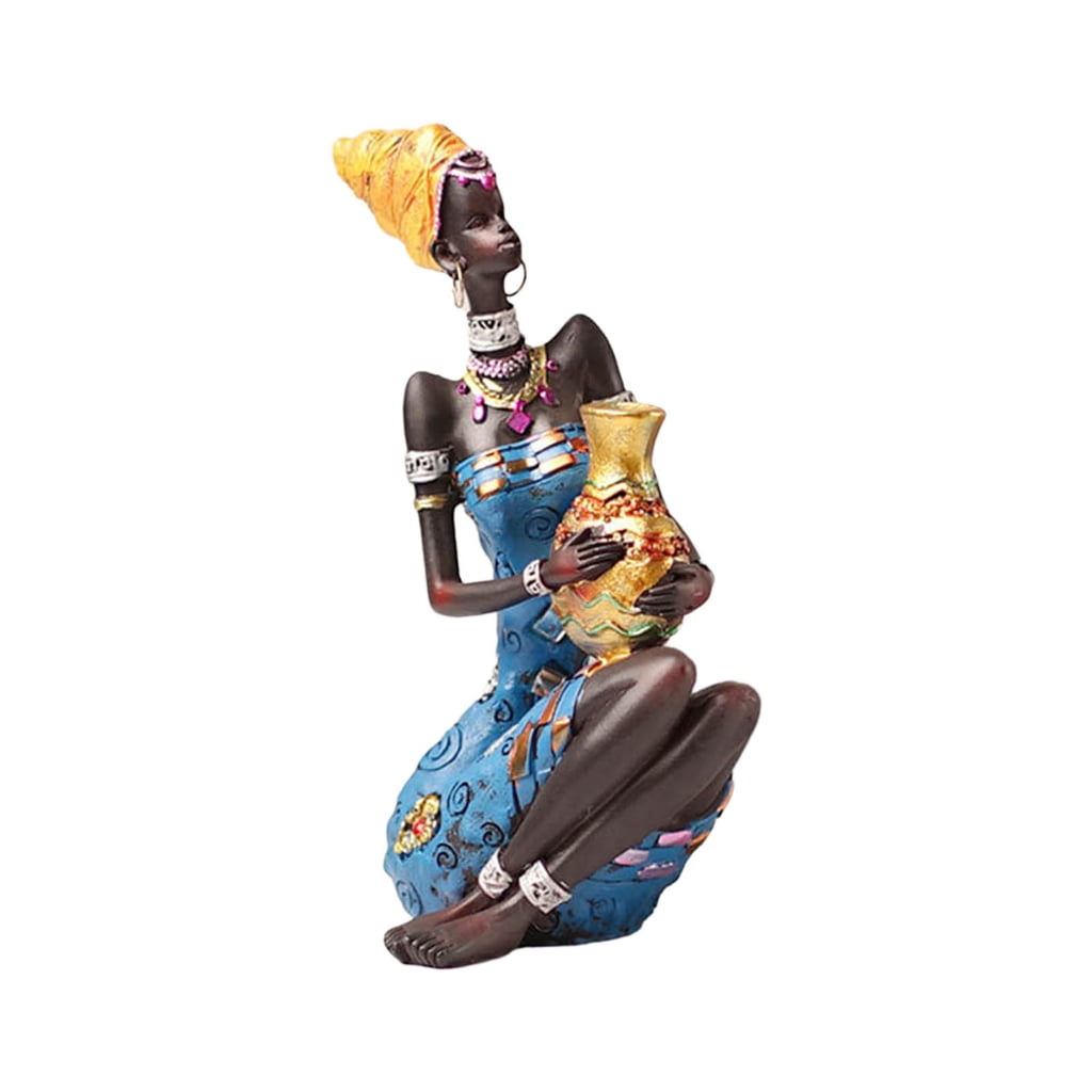 Yammee African Woman Figure Statue Resin Tribal Lady African Art Tribal ...