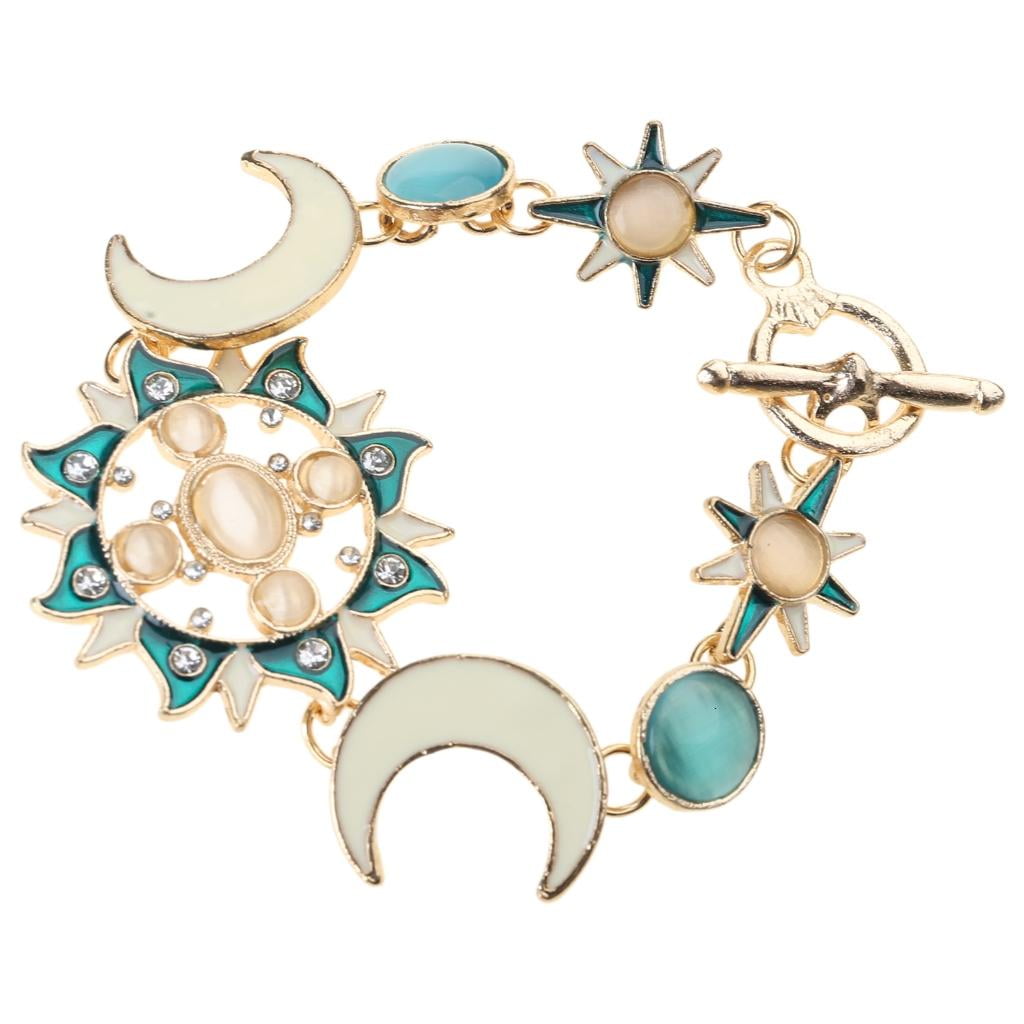 Yammee Bohemian Asymmetry Sun Moon Star Bracelet Jewelry with Natural ...