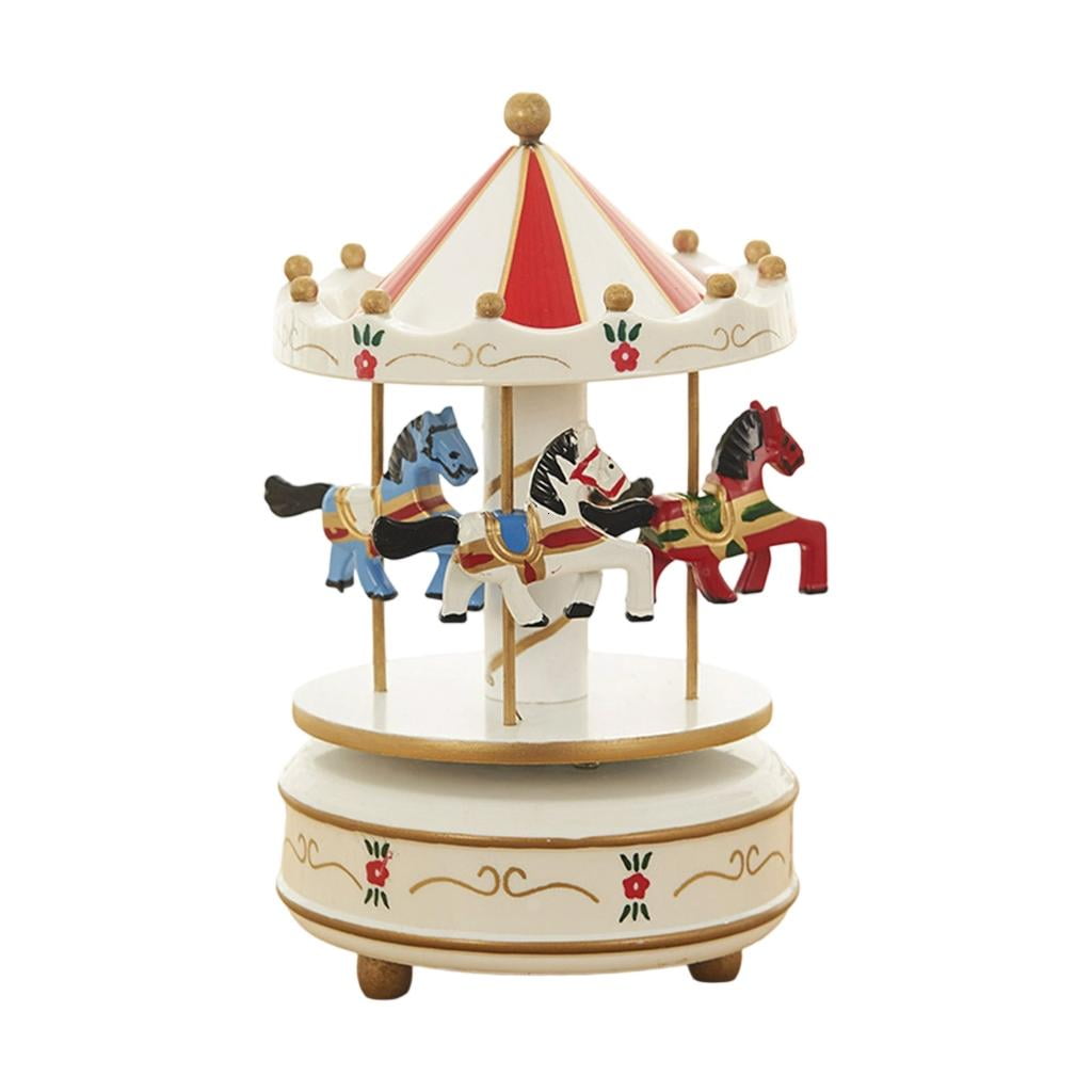 Yammee Christmas Carousels Music Box Rotating Holiday Decoration With ...