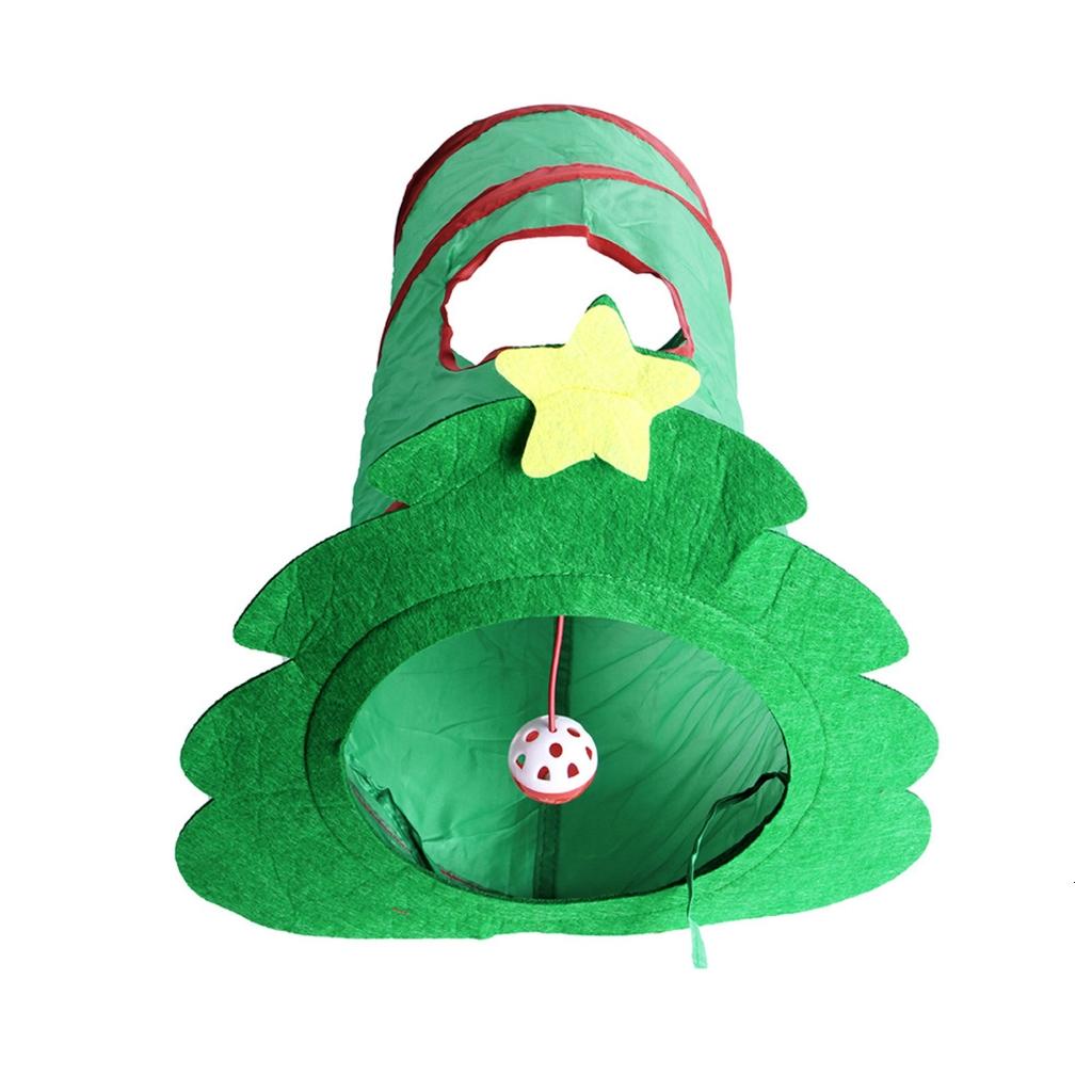 Yammee Collapsible Cat Tunnel Tube Christmas Tree Relieve Boredom for ...