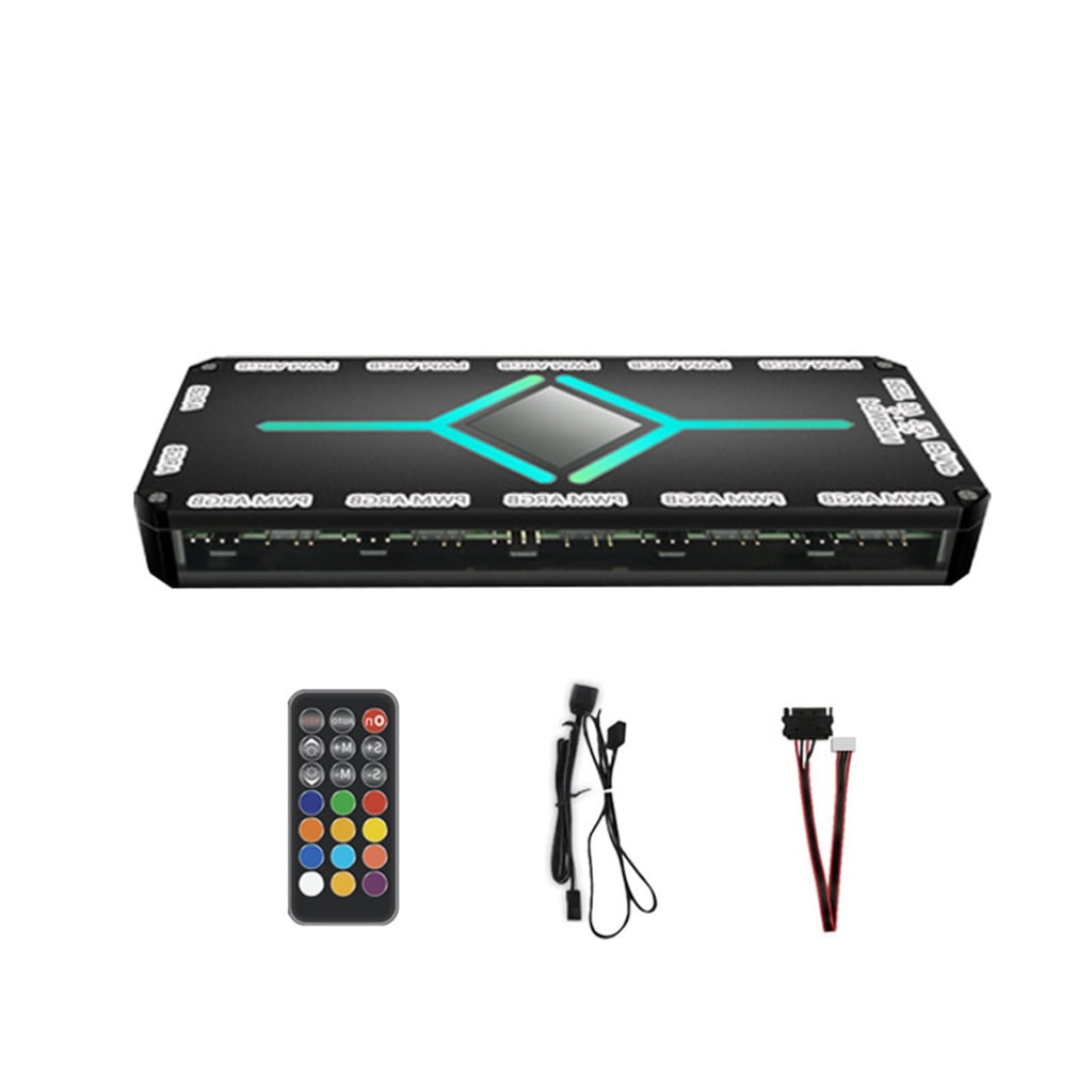 Yammee Computer Fan Hub with 12 ARGB and 10 PWM Connectors Remote ARGB ...