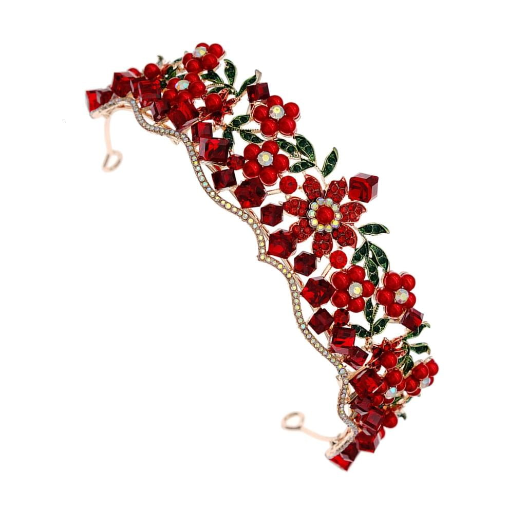 Yammee Delicate Floral Diamond Studded Tiara Distinctive Alloy Floral ...