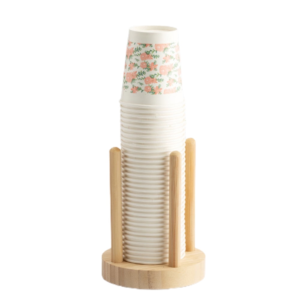 Yammee Disposable Cup Storage Holder Rack Shelf Water Tea Cups Wood ...