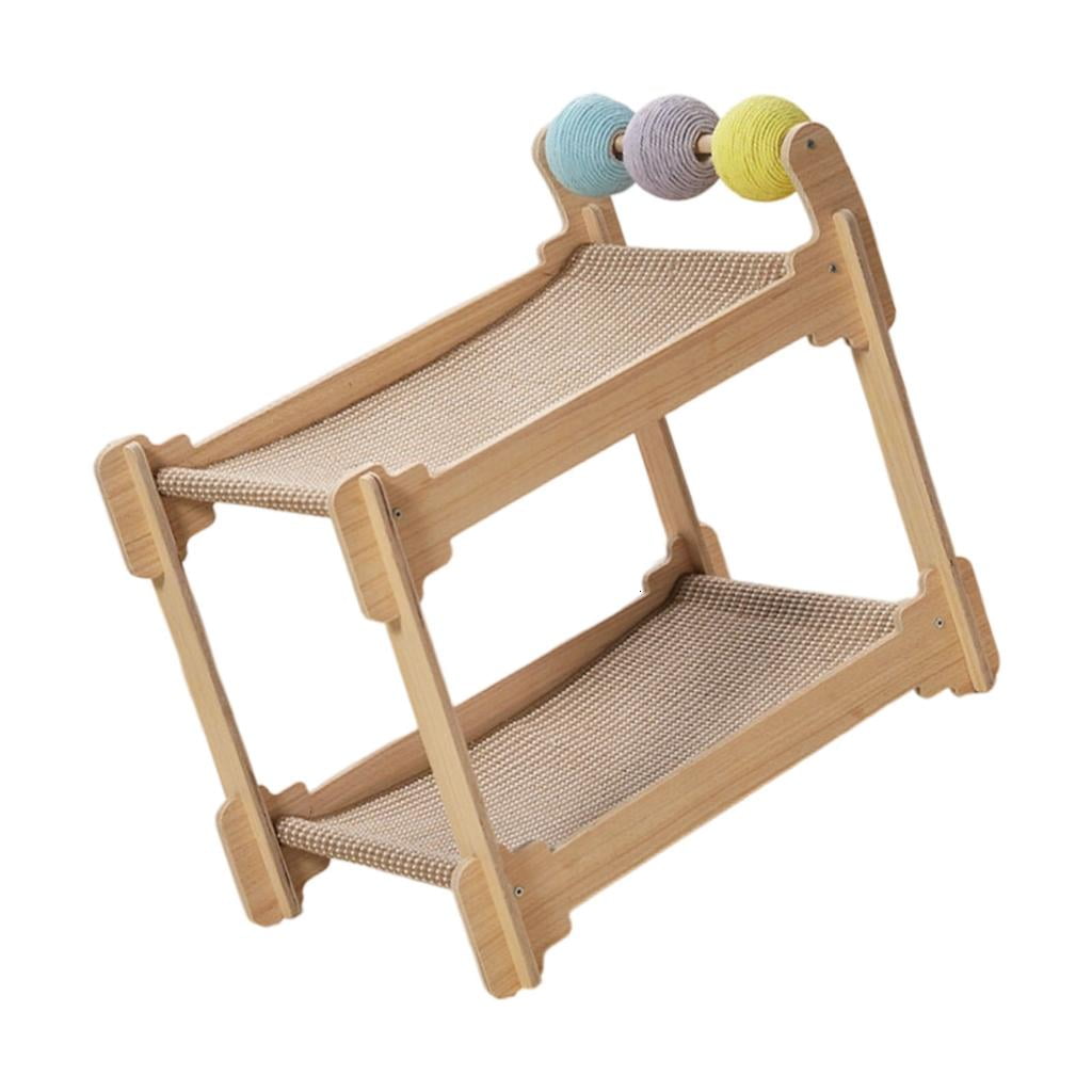 Yammee Double Platform Cats Scratcher House Natural Sisal Solid Wood ...
