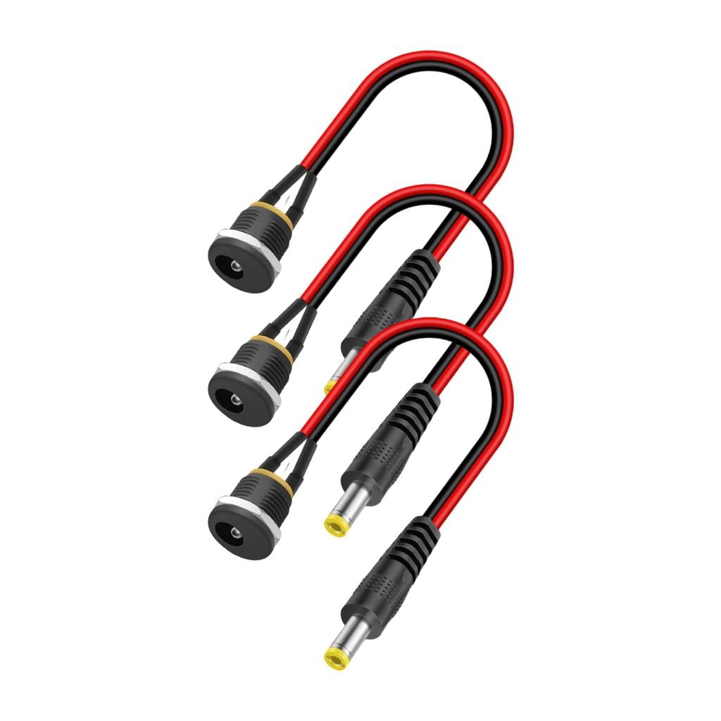 Yammee Easy Installation DC5525 Male Plugs To Female Panel Mount ...