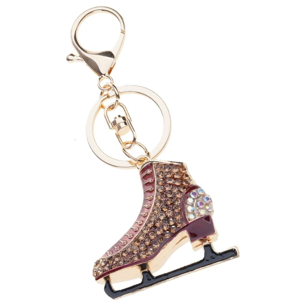 Yammee Elegant Crystal Embellished Ice Skate Key Holder With Secure ...