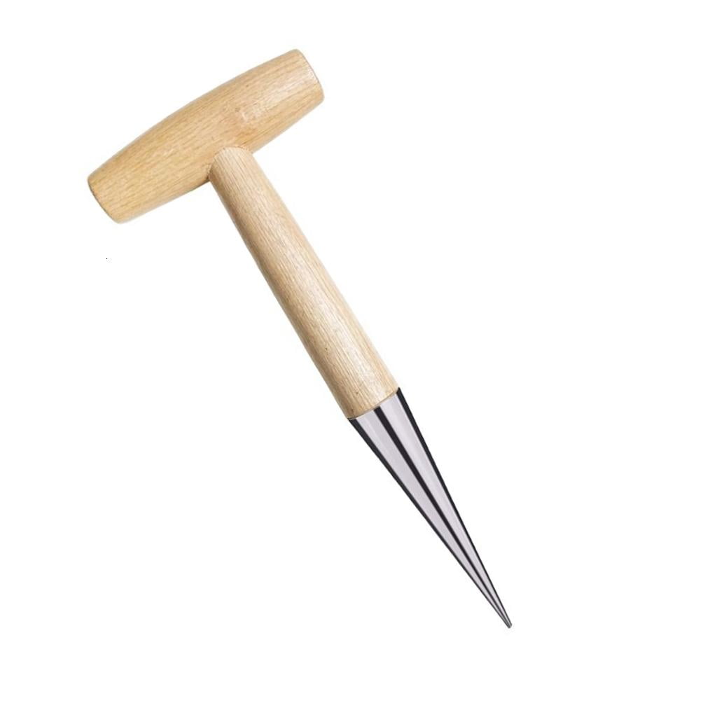 Yammee Hand Dibber Stainless Steel Planter Tool With Wood Handle Garden ...