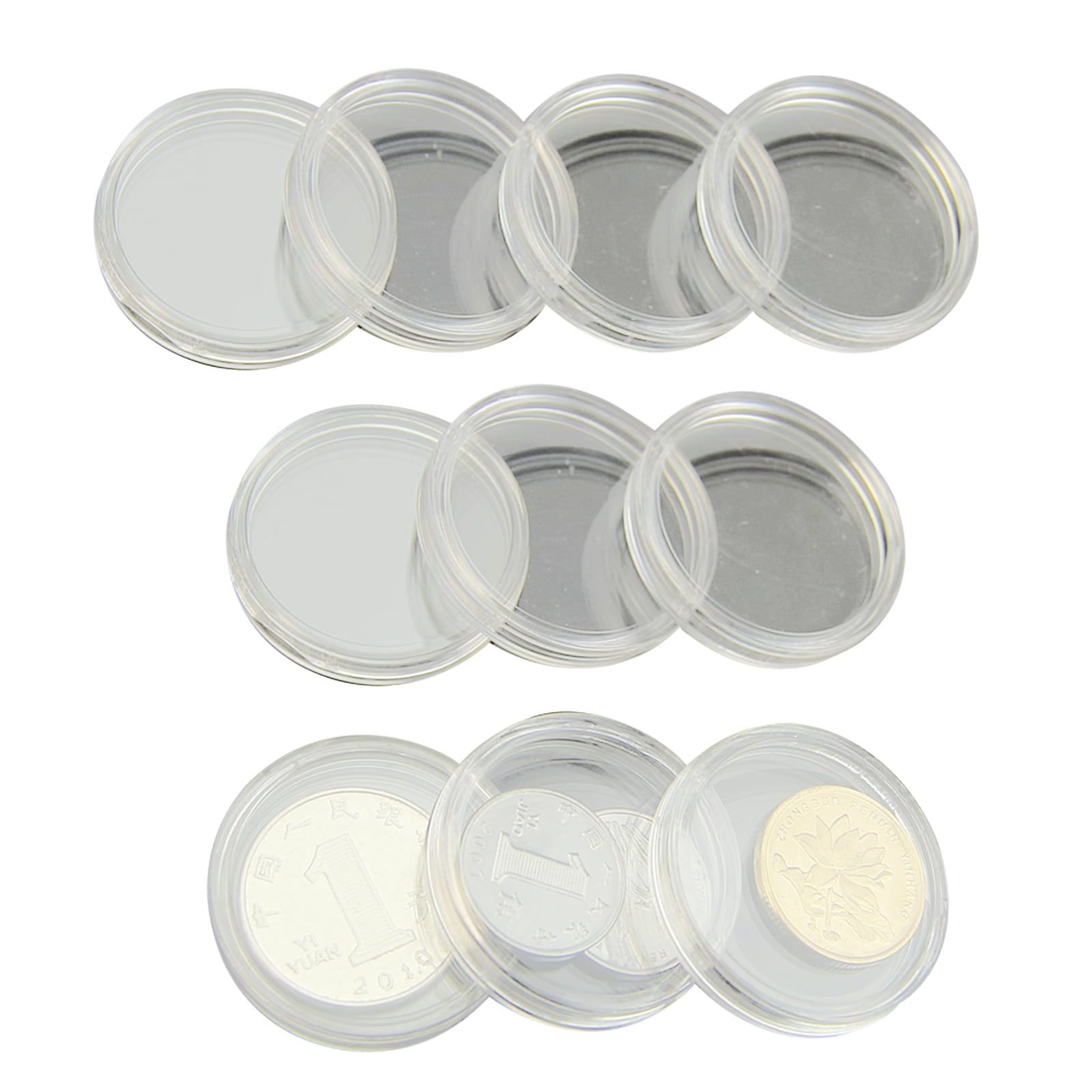 Yammee Hot 10pcs 28mm Clear Round Cases Coin Storage Capsules Holder ...
