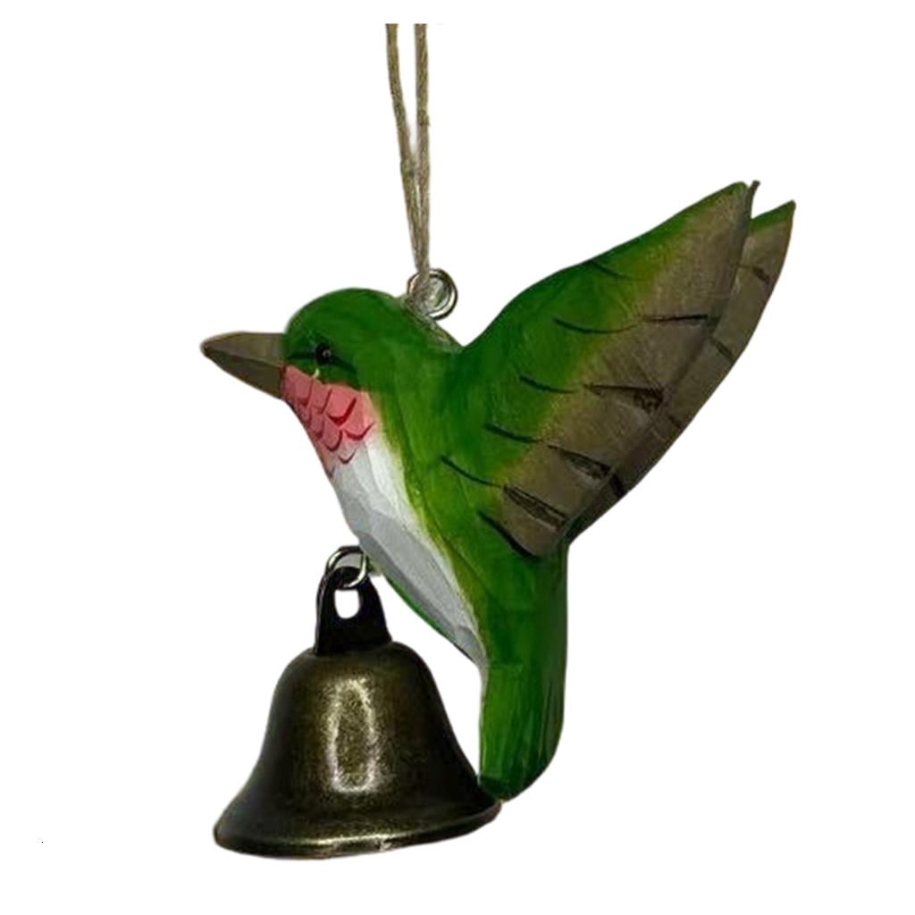 Yammee Hummingbird Wind Chimes Hand Carved Wood Hummingbird Statue ...