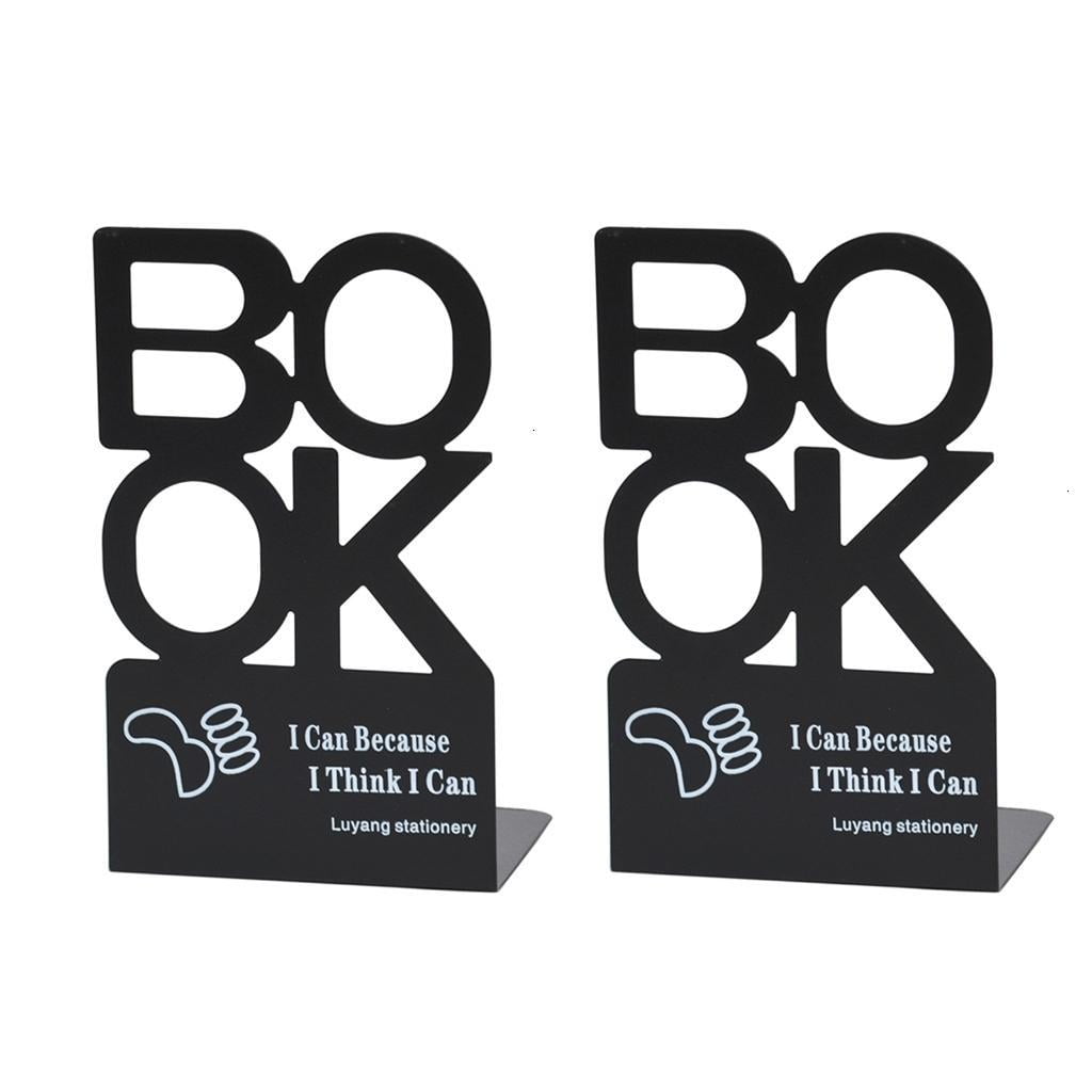 Yammee Metal Book End For Shelves 2Pcs Letter Bookend Slip Resistant Metal Bookends - Walmart.com