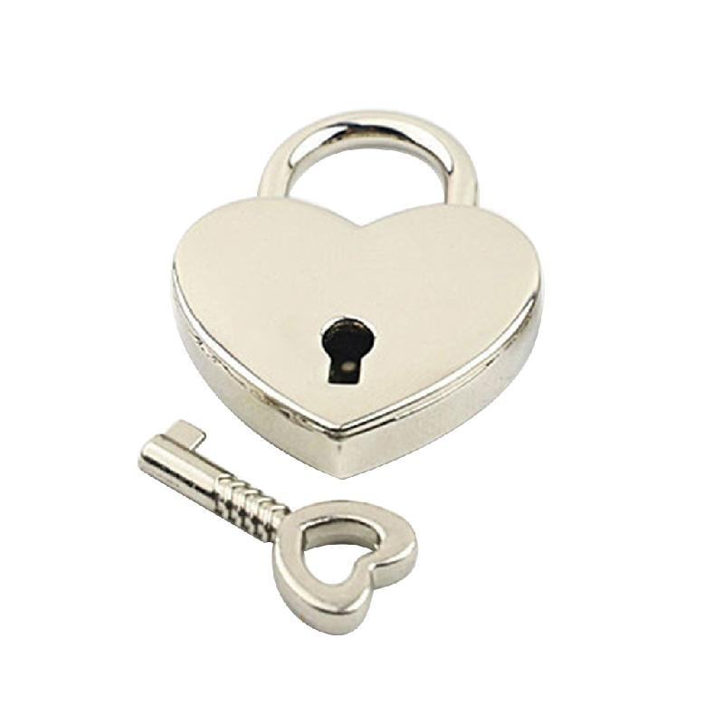 Yammee Mini Love Padlock Vintage Heart Shape Lock With Key Metal Wishes ...