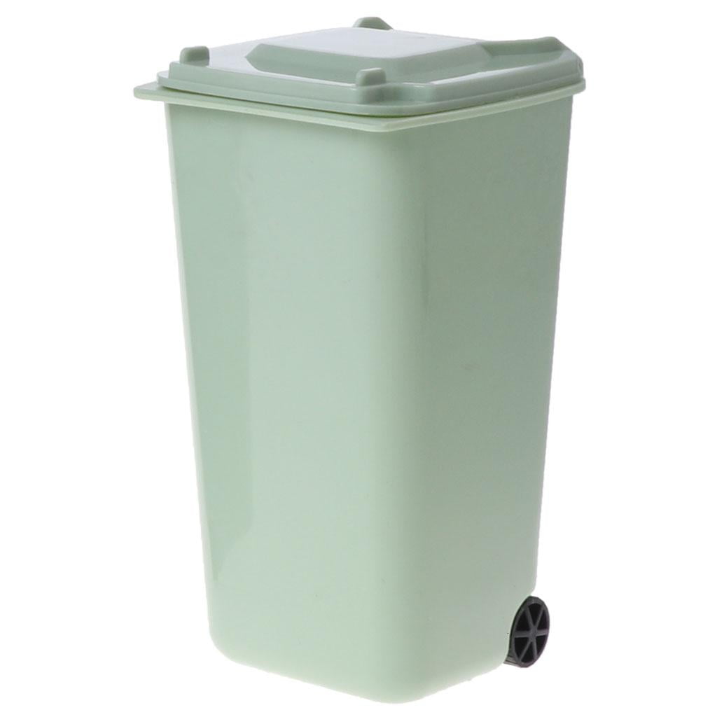 Yammee Mini Wheelie Trash Can Pen Holder Storage Bin Desktop Organizer ...