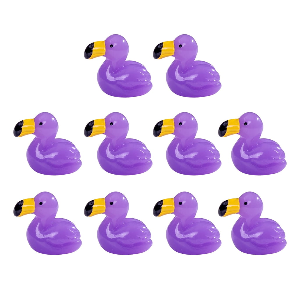 Yammee Pack of 10 Little Flamingo Duck Colorful Miniature Figures for ...