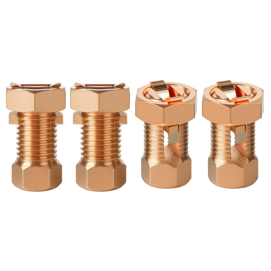Yammee Pack of 4 Brass Grounding Clamps Weatherproof Split Bolt Wire ...