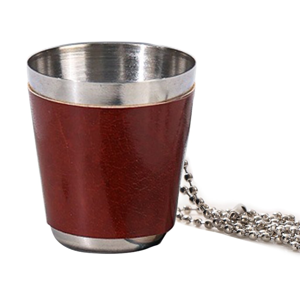 Yammee Pack of 5 Stainless Steel Shot Glass Set Portable Chain Connect ...