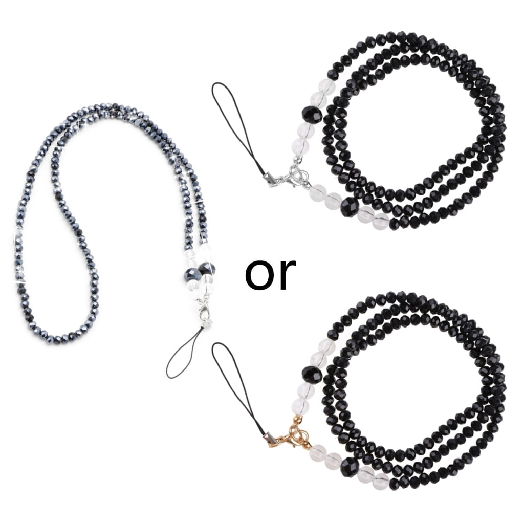 Yammee Pearls Long Neck Strap Lanyard KeyRing Keychain Holder Necklace ...