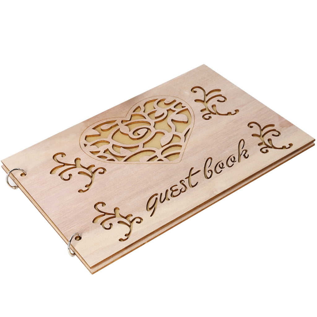 Yammee Personalized Guest Book Heart Wooden Guestbooks Signature ...