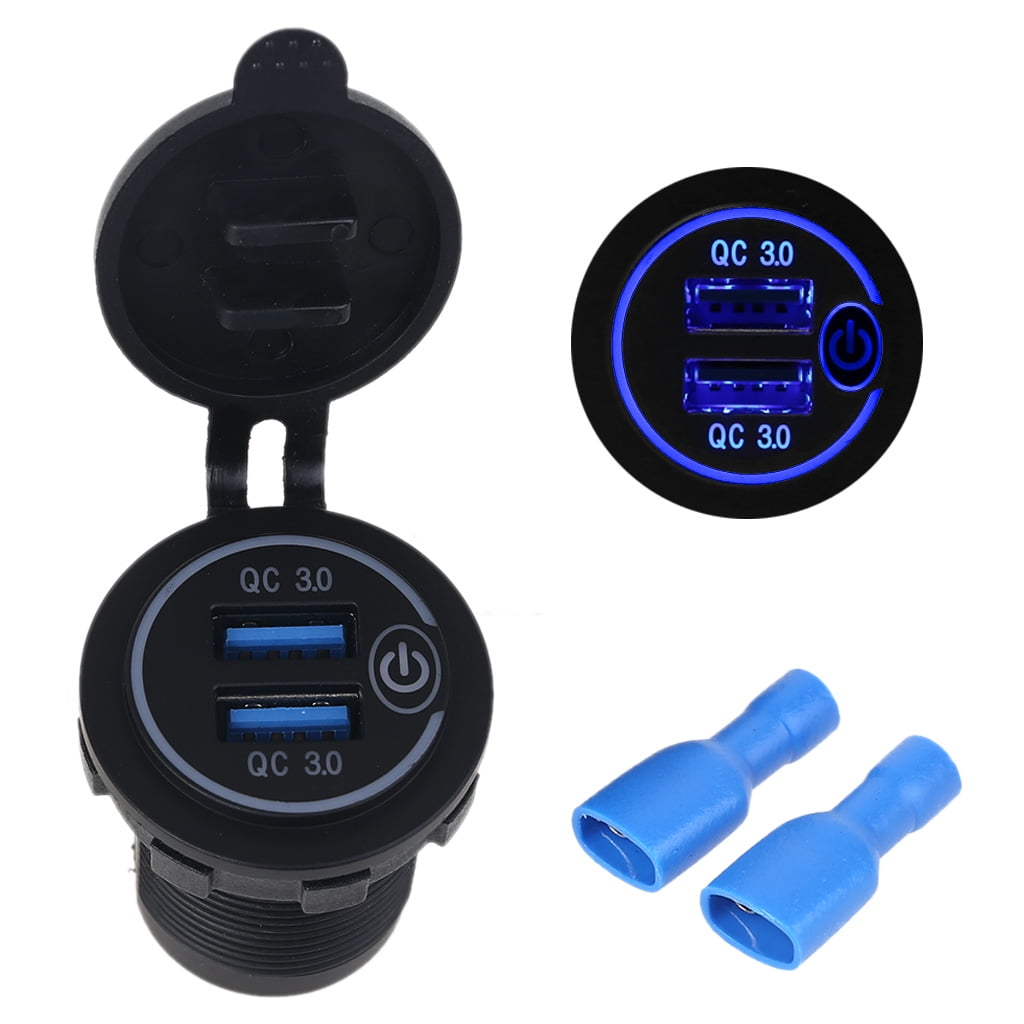 Yammee QC3.0 Dual USB Fast Charger Socket Power Outlet for Marine Boat ...