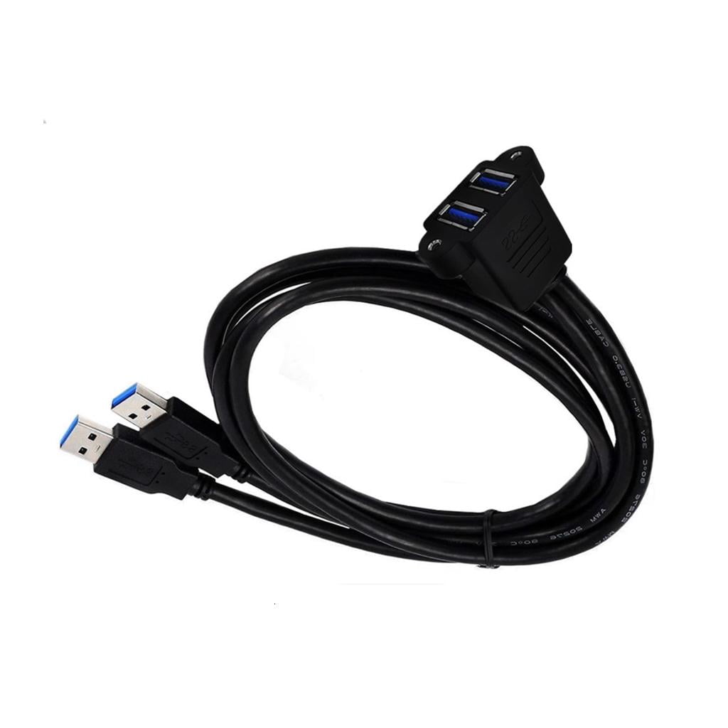 Yammee Secure USB3.0 Extension Cable with Double Port Screw Panel Mount ...