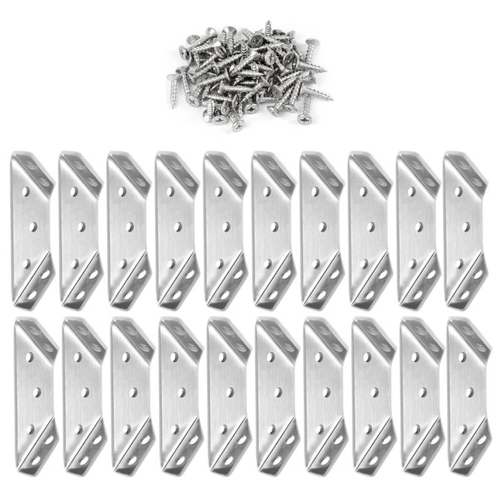 Yammee Set of 20 Triangle Mounting Connectors Stainless Steel Corner ...