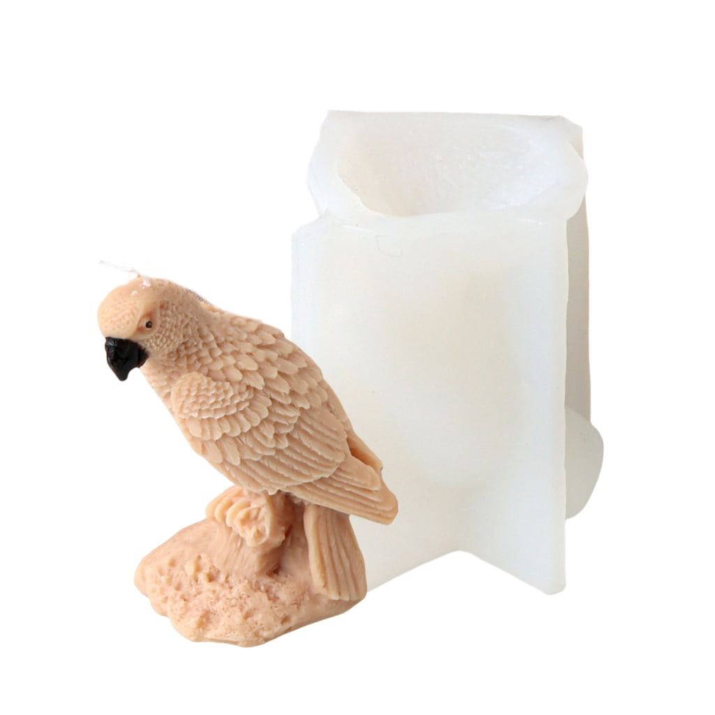 Yammee Silicone Molds Standing Owl Candle Mould Animal Plaster Molds ...