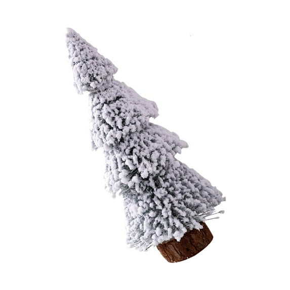 Yammee Small Snow Pine Tree Desktop Miniature Christmas Tree with Wood ...