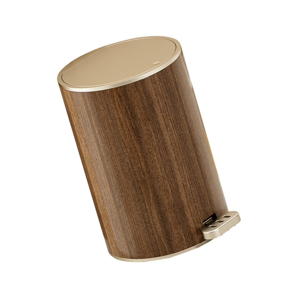Yammee Trash Can Wood Grained Textures Garbage Bin Sealed Trash Can ...