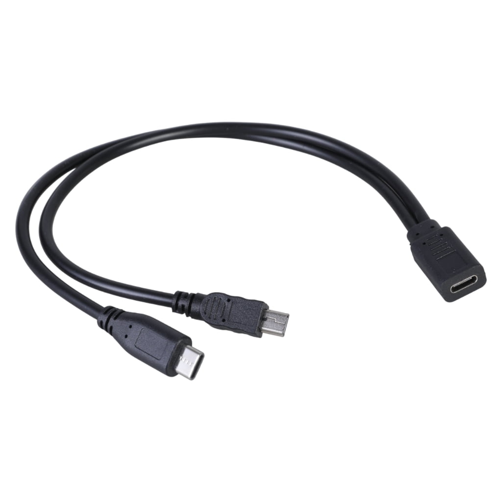 Yammee USB C Female to Mini USB+Type C Male Charging Cable Extension ...