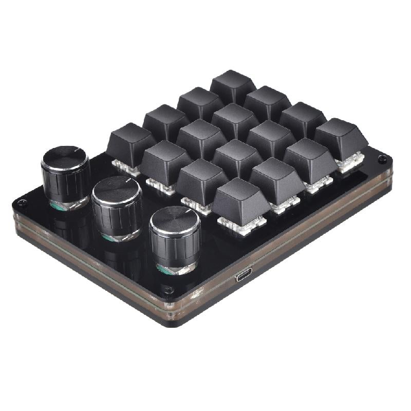 Yammee USB Macro Mini Keyboard 16 Keys 3 Knob Programming DIY Mechanical Keyboard Game - Walmart.com
