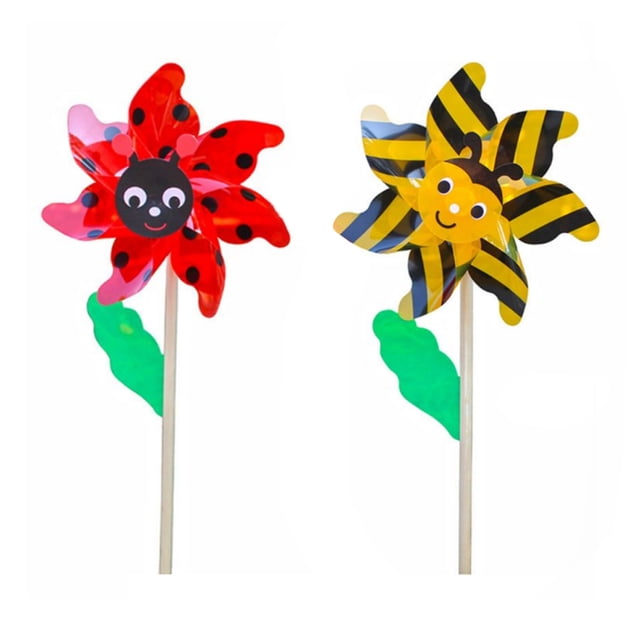 Yammee Wood Bee Windmill Wind Spinner Pinwheels Home Garden Yard ...