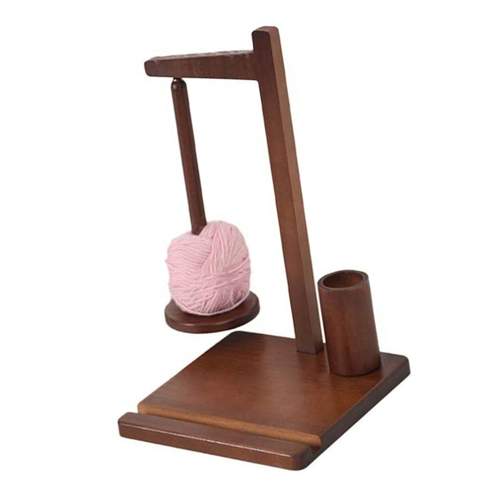 Yammee Wood Yarn Holder with Twirling Mechanism Magnetic Knitting Yarn ...