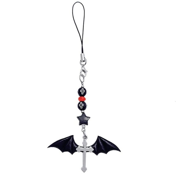 Yammee Y2K Harajuku Phone Charm Strap Halloween Bat Pendant Cross ...