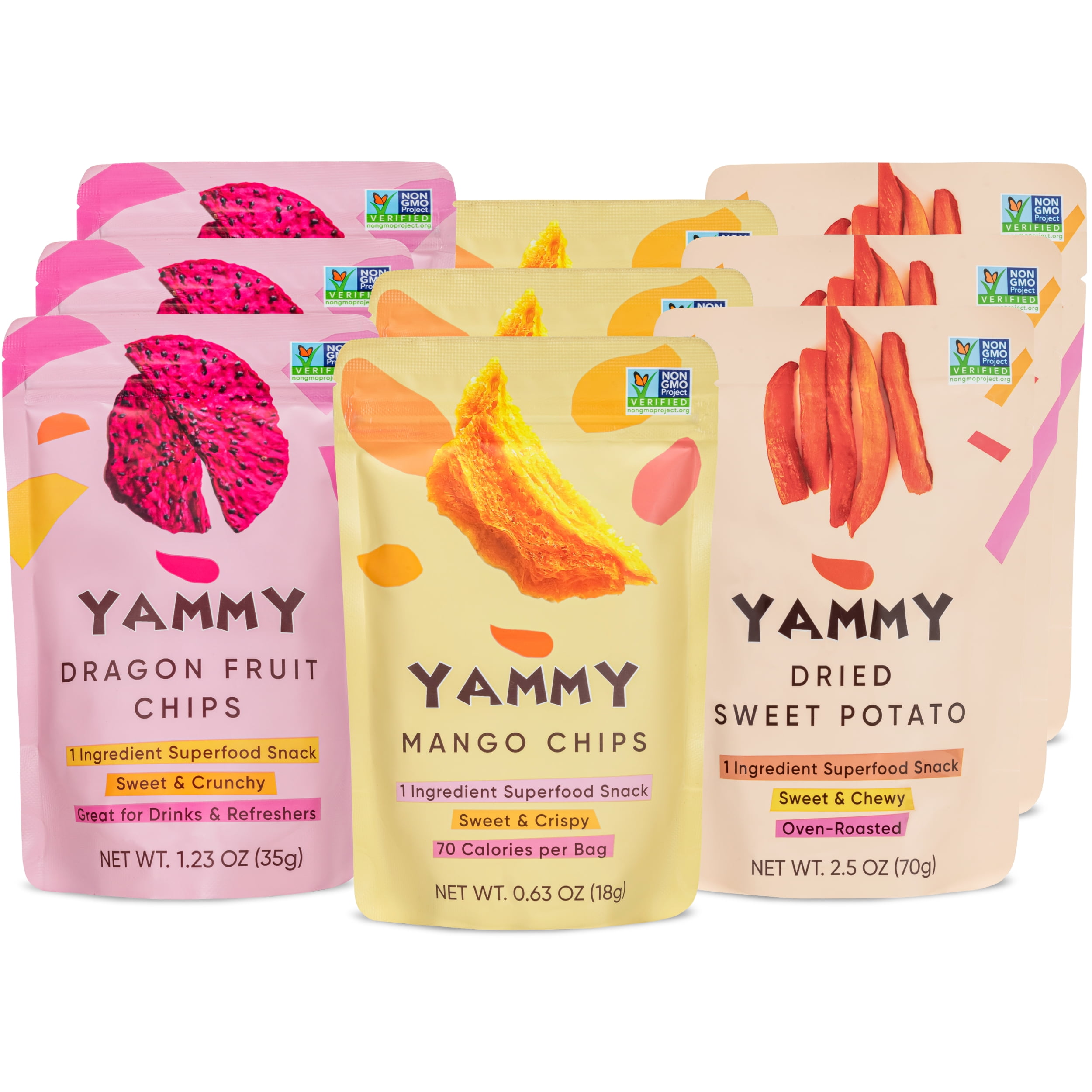 Yammy 1 Ingredient Superfood Snack Variety Pack, Dried Sweet Potato ...