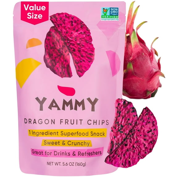 Yammy Dried Dragon Fruit Chips, 1 Ingredient Superfood Snack, Crunchy ...
