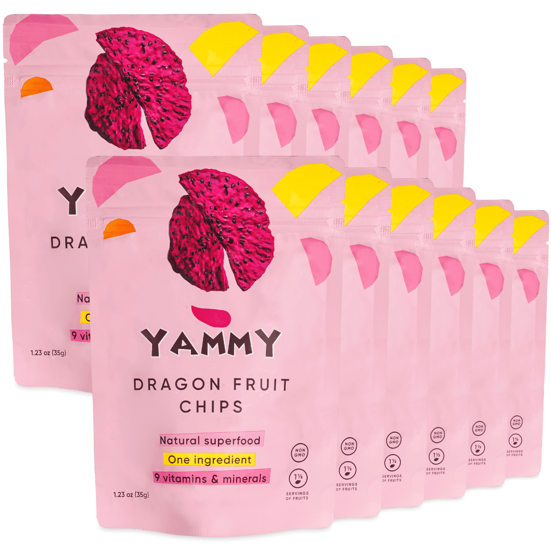 Yammy Dried Dragon Fruit Chips, 1 Ingredient Superfood Snack, Crunchy Like Freeze Dried Fruit ...