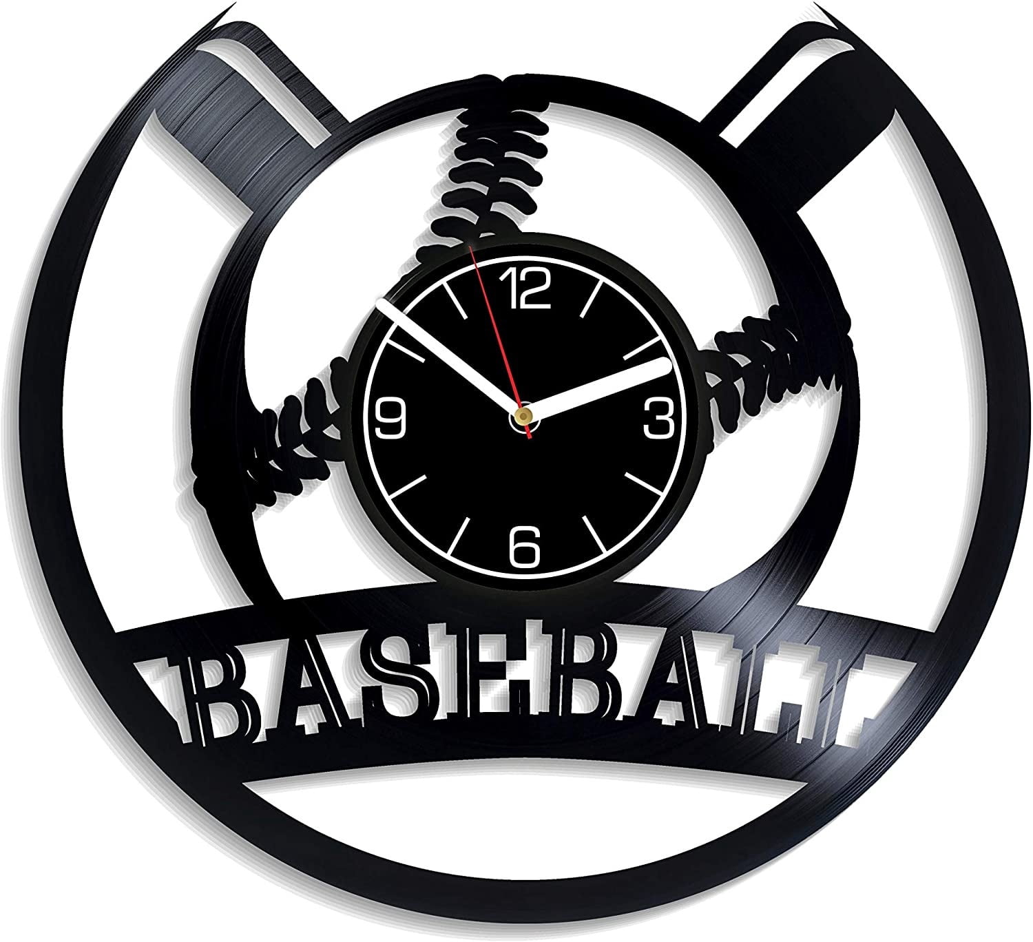 YanGxx Baseball Vinyl Record Wall Clock Baseball Clock Baseball Wall ...