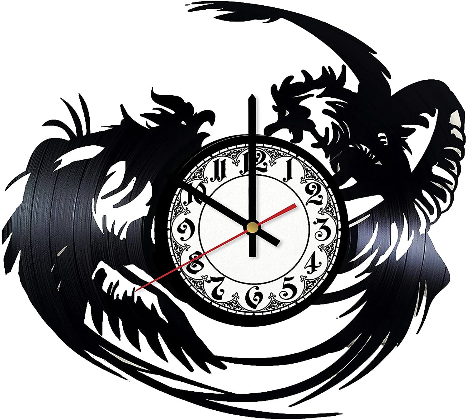 YanGxx Birds fight Vintage Black Vinyl Record Wall Clock Wall Art 3D ...