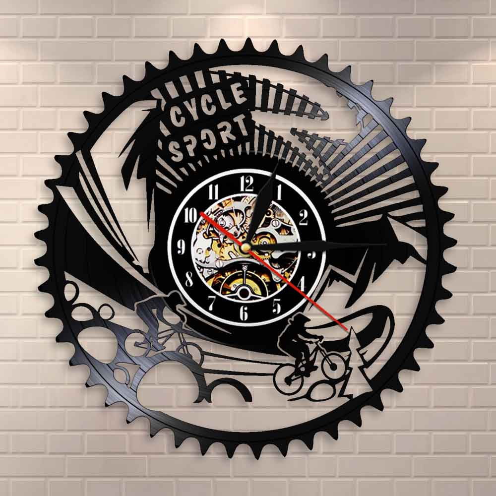 YanGxx Cycle Sport Mountain Bike Wall Art Wall Clock Gears Mountain ...